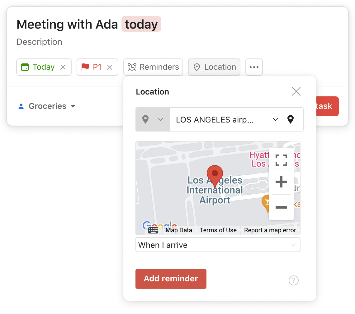 Utilizzare i promemoria basati sulla posizione su Todoist – Todoist Help