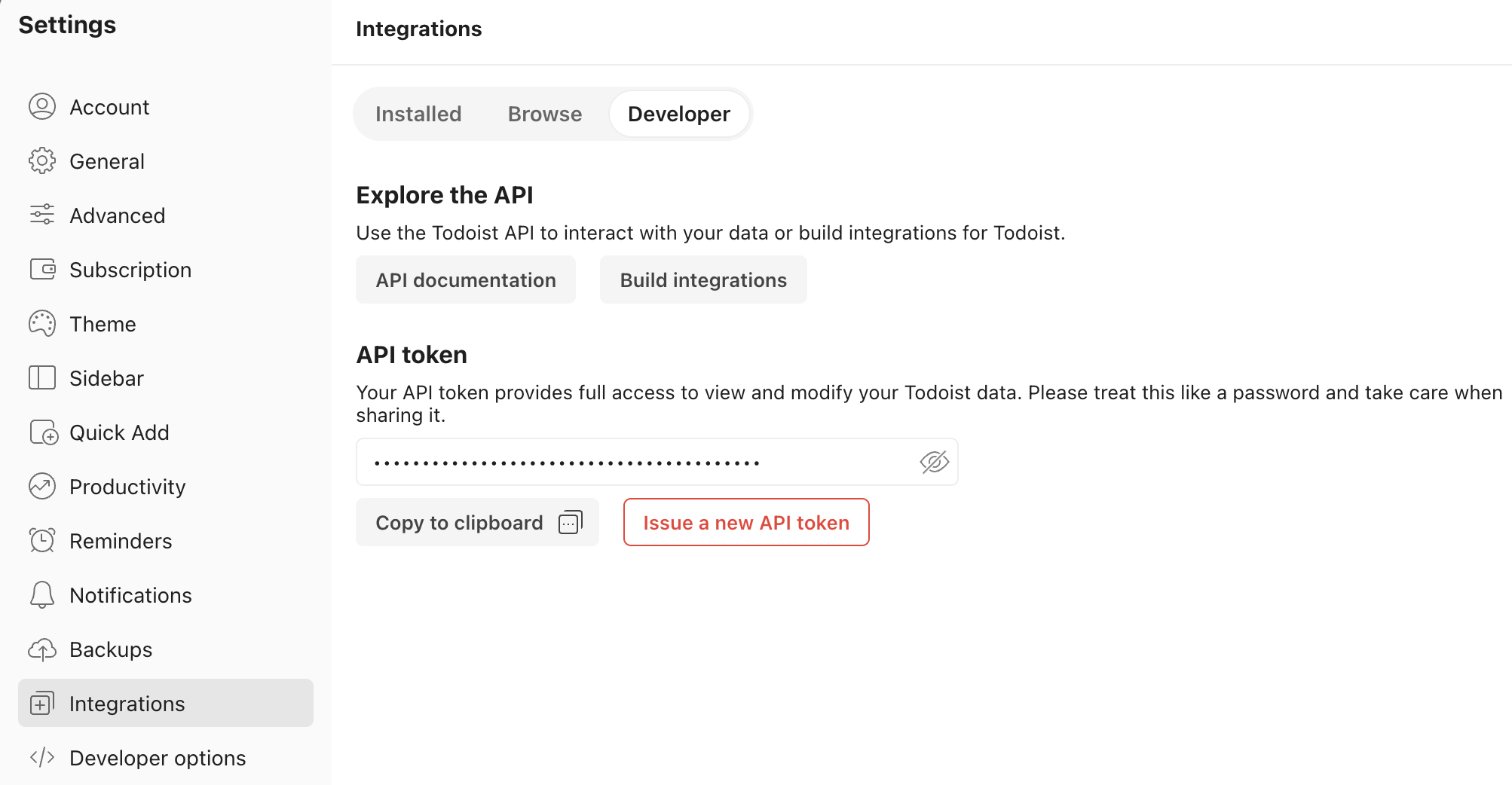 Find Your API Token Todoist Help